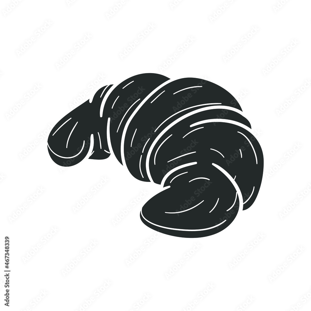 Croissant Icon Silhouette Illustration. Pastry Dessert Vector Graphic ...