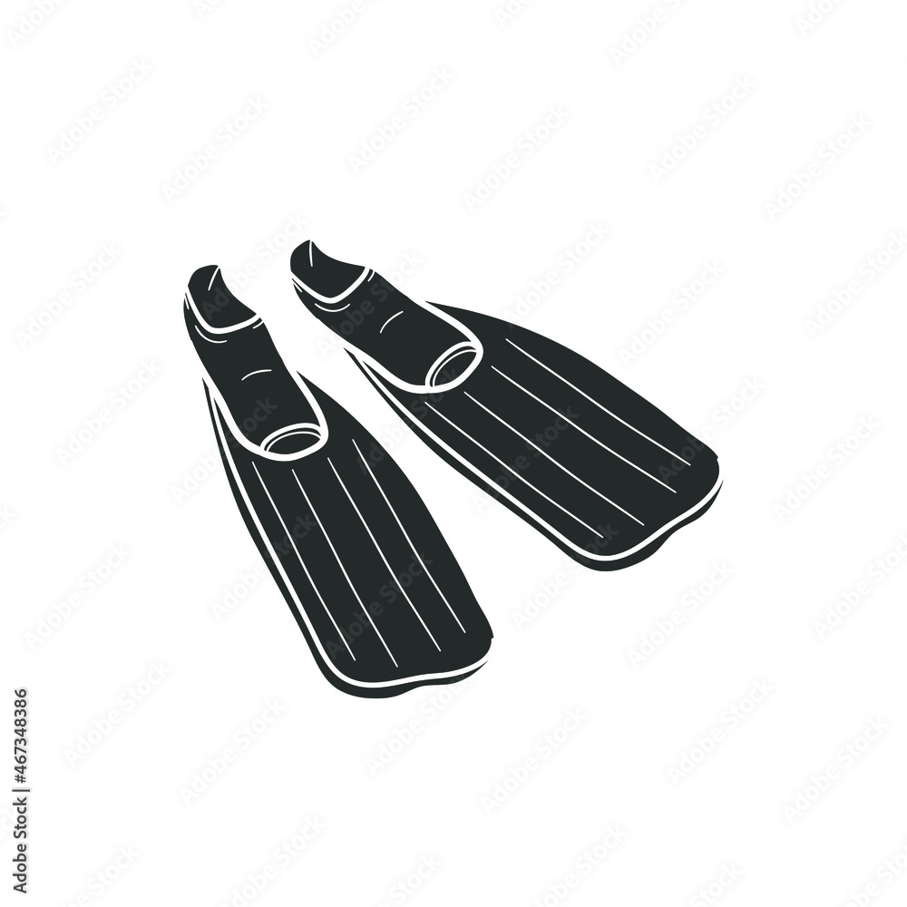 Diving Fins Icon Silhouette Illustration. Underwater Scuba Vector ...