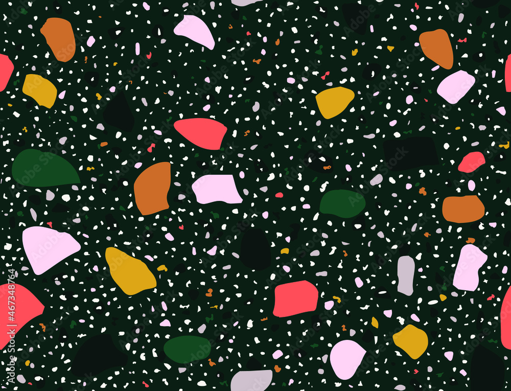 Green Terrazzo seamless pattern. Surface texture of decorative granite ...