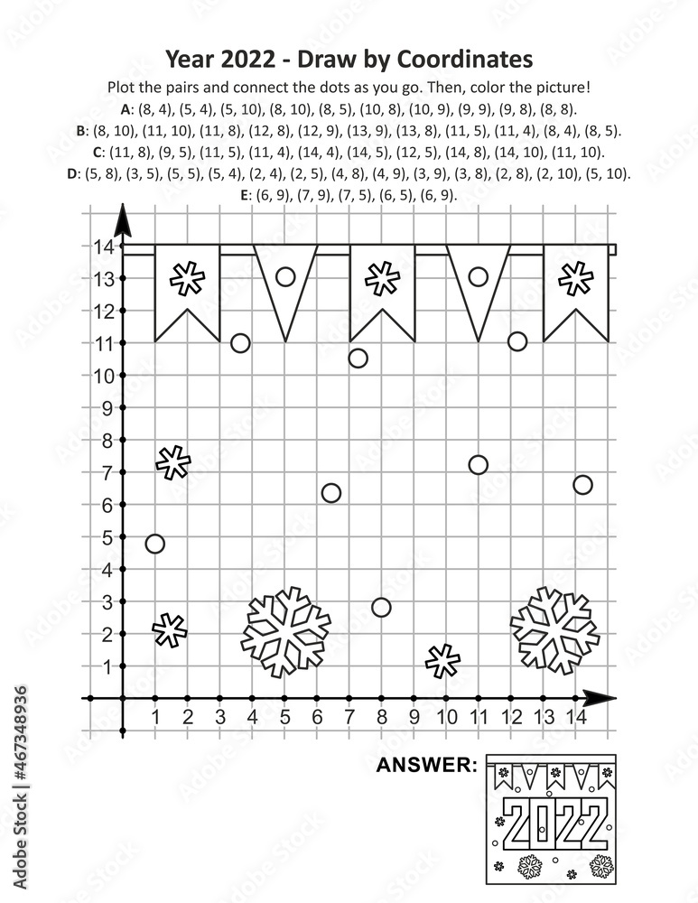 Year 2022 sign coordinate graphing, or draw by coordinates, hidden ...