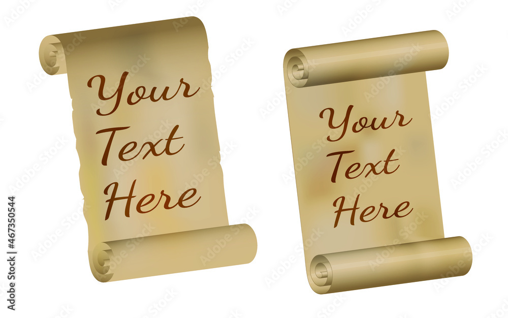 Parchment scrolls and sheets of old paper. Set of vector banners. Old ...