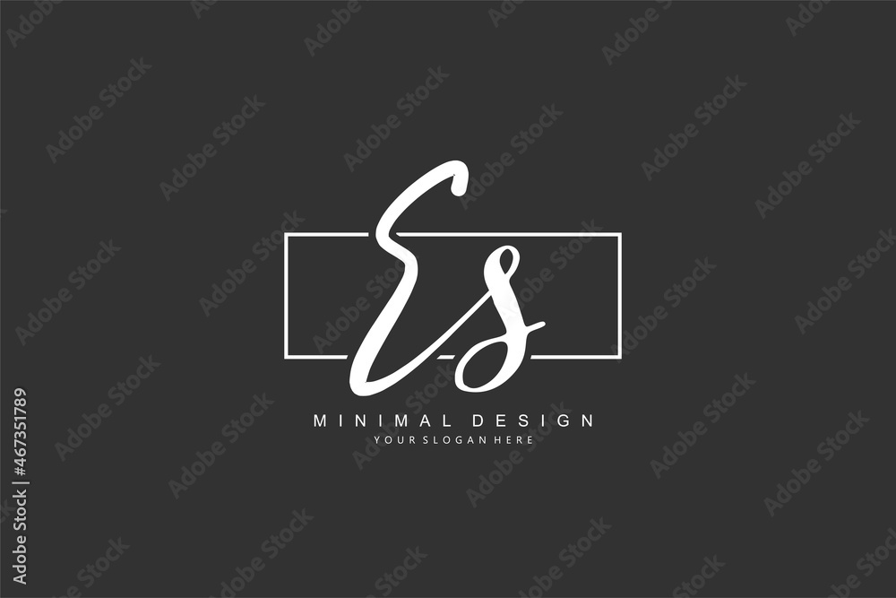 E S ES logo, Initial lettering handwriting or handwritten for identity ...
