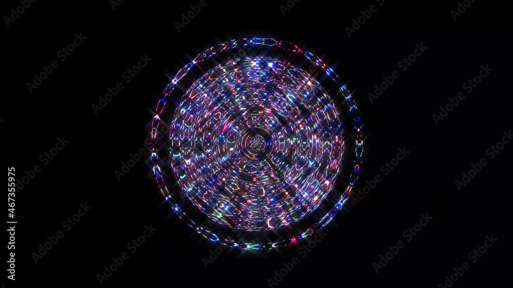 animated round shape of multicolor flashing lights, on a black ...