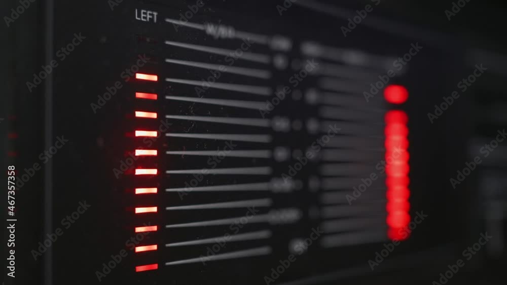 Audio levels monitoring sound stereo system. Vertical audio level ...