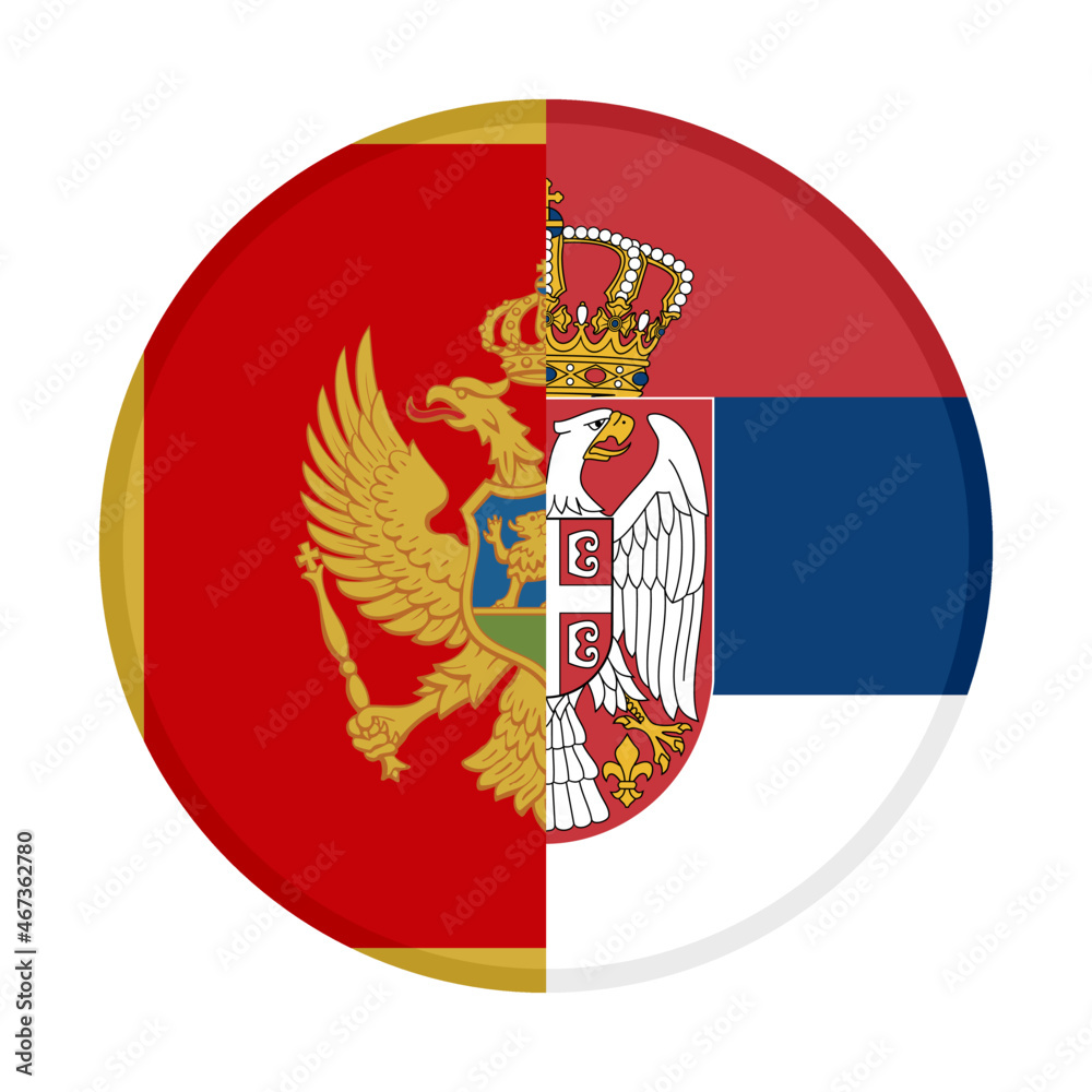 round icon with montenegro and serbia flags. vector illustration ...