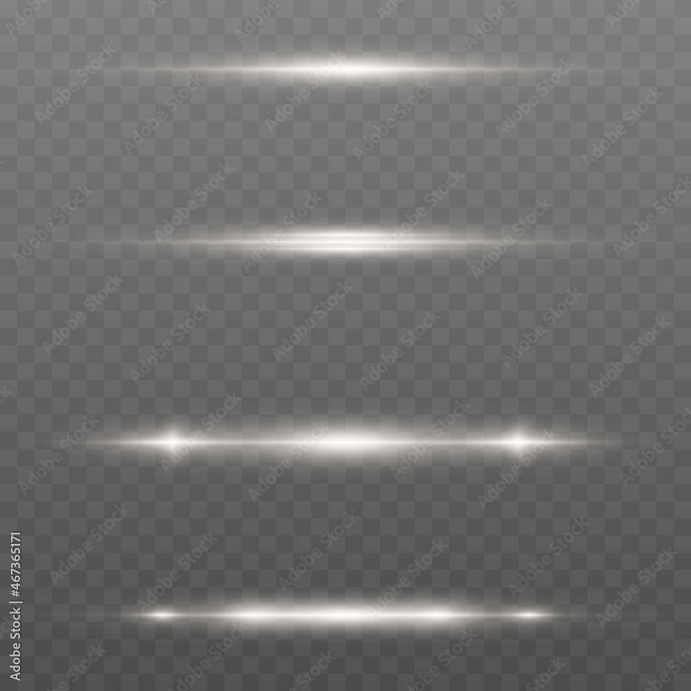 Set of vector glowing lines. Horizontal glowing lines png, magic glow ...