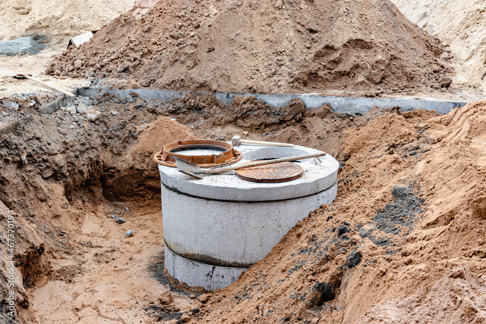 Installation of a reinforced concrete well for water supply and ...