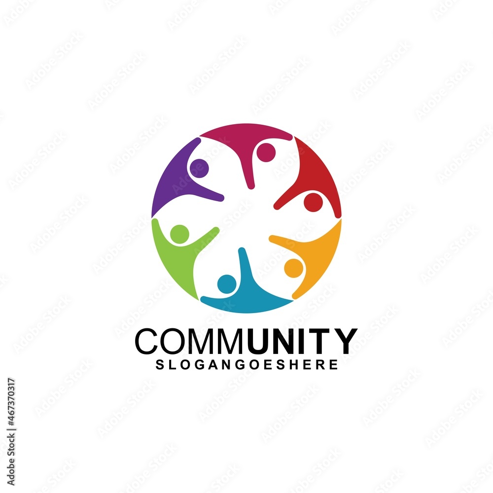 Community logo icon design with colorful people in a circular shape ...