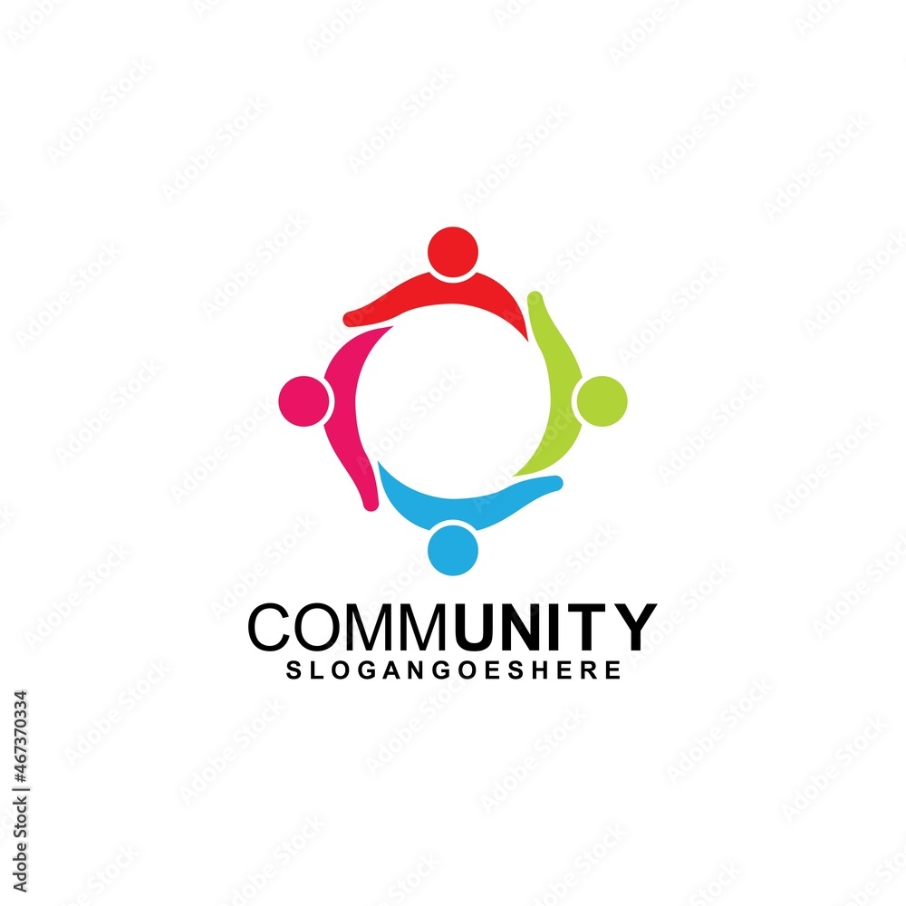 Community logo icon design with colorful people in a circular shape ...