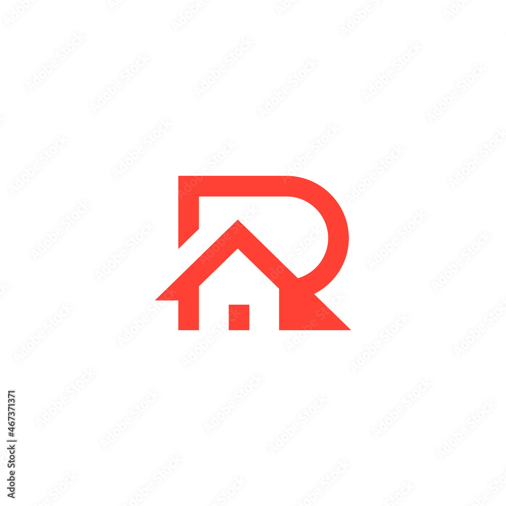letter r with door logo design vector illustration template Stock ...