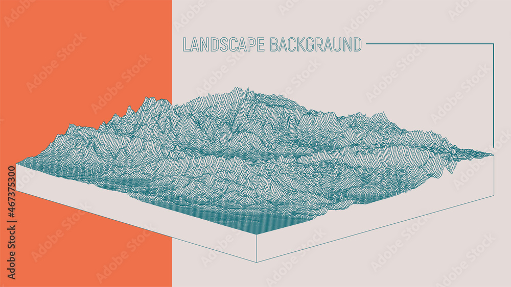 Abstract landscape background. Mesh structure. Polygonal wireframe ...