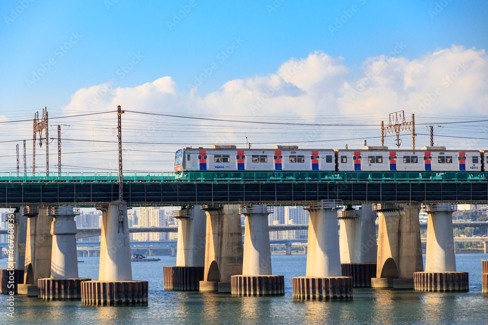 Seoul Korail Subway Service. Seoul Han River Railway Bridge and Seoul ...