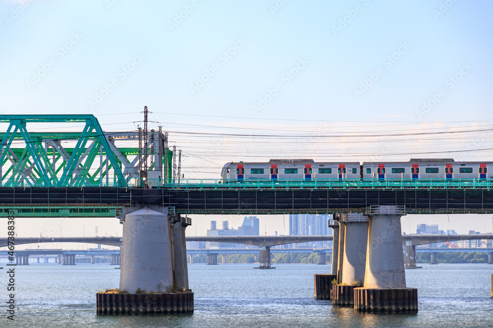 Seoul Korail Subway Service. Seoul Han River Railway Bridge and Seoul ...
