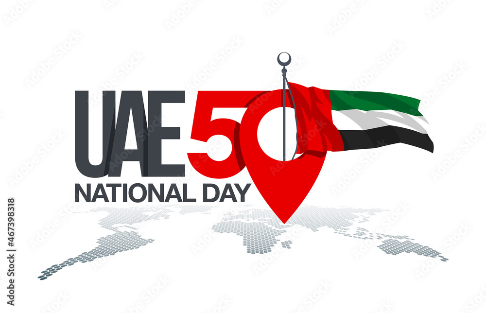 Fifty UAE national day, Spirit of the union. Point map banner with UAE ...