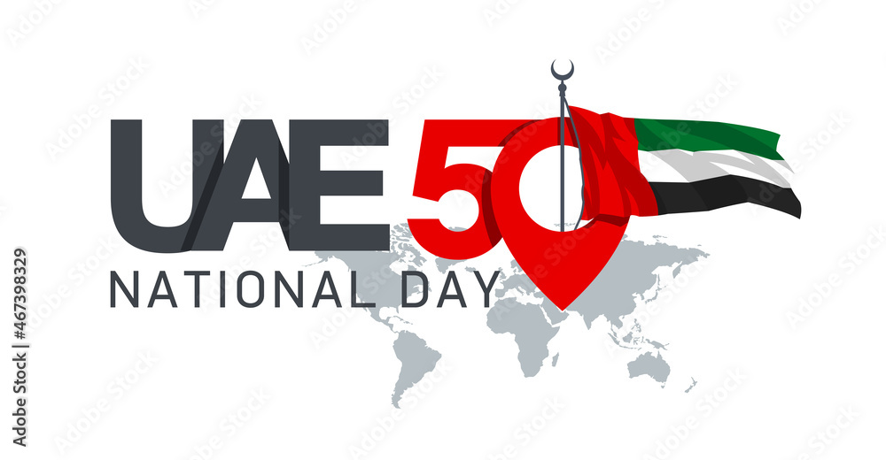 Fifty UAE national day, Spirit of the union. Point map banner with UAE ...