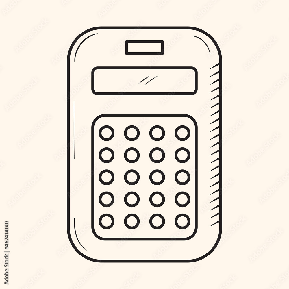 Simple black outline illustration of calculator. Symbol of math and ...