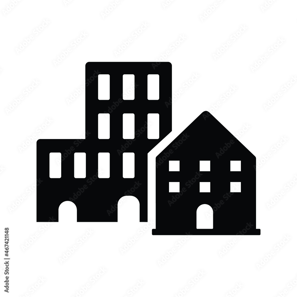 Town, city, buildings icon. Black vector graphics. Stock Vector | Adobe ...