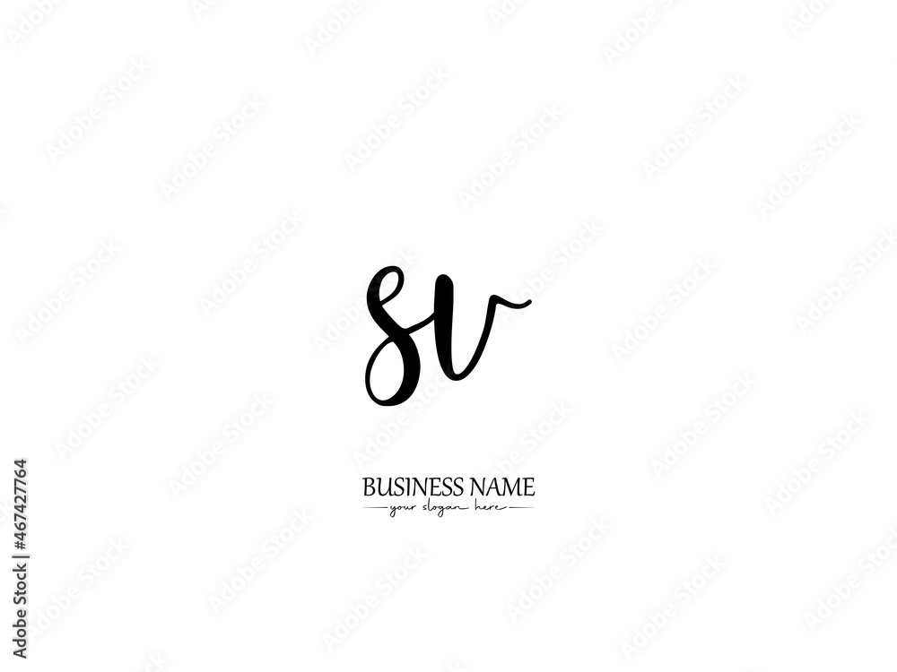 initial SV Logo, Signature SV s v Letter Logo Icon Design For For Your ...