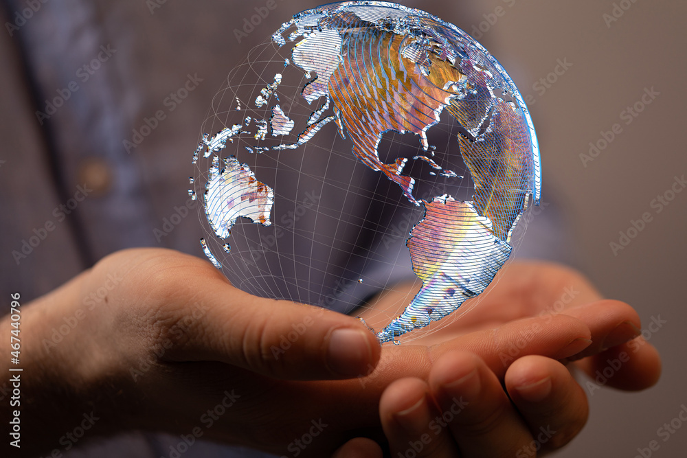 World map with satellite data connections. Connectivity across the ...