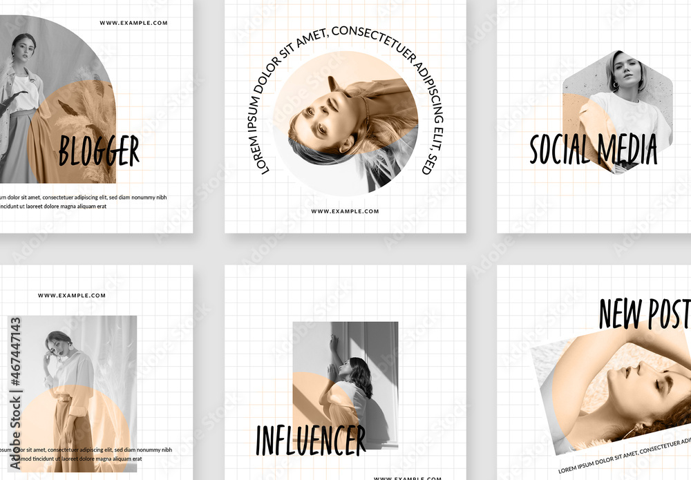 Minimalist Social Media Posts with Photo Placeholders Stock Template ...