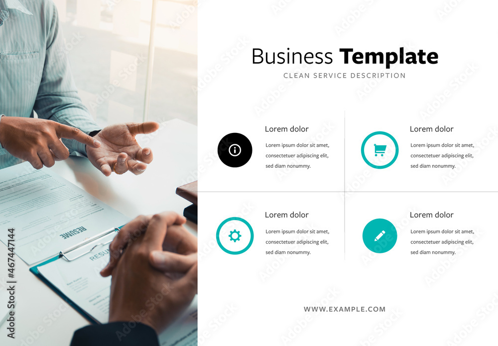 Clean Business Layout with 4 Options and Photo Placeholder Stock ...