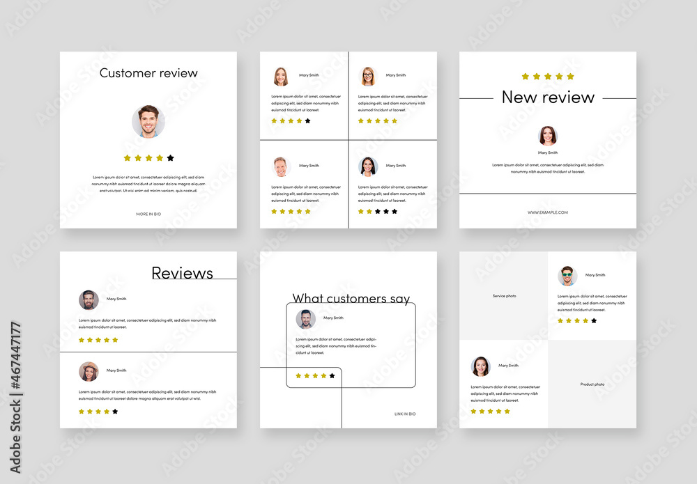 Clean and Editable Customer Review Layouts for Social Media Posts Stock ...