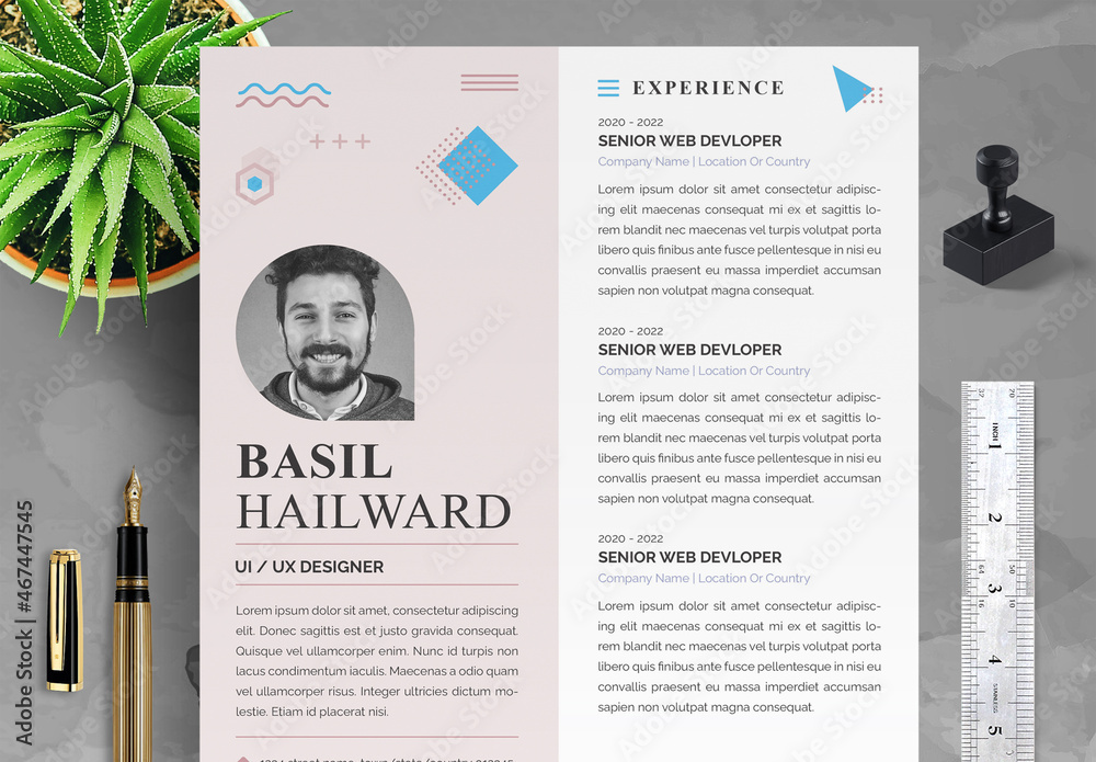 Creative UI UX Designer Resume Layout Stock Template | Adobe Stock