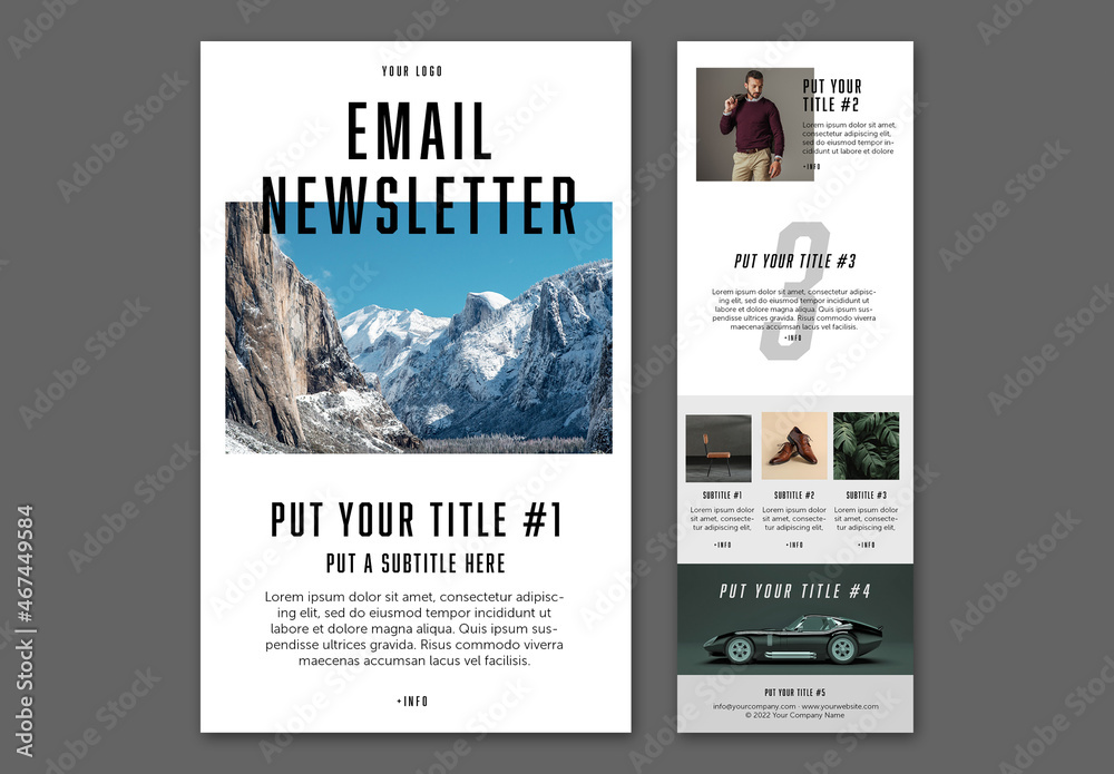 Photoshop Email Newsletter Layout Stock Template | Adobe Stock