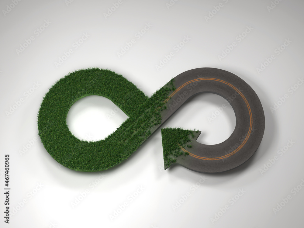3d rendering of the circular economy infinity symbol showing the ...