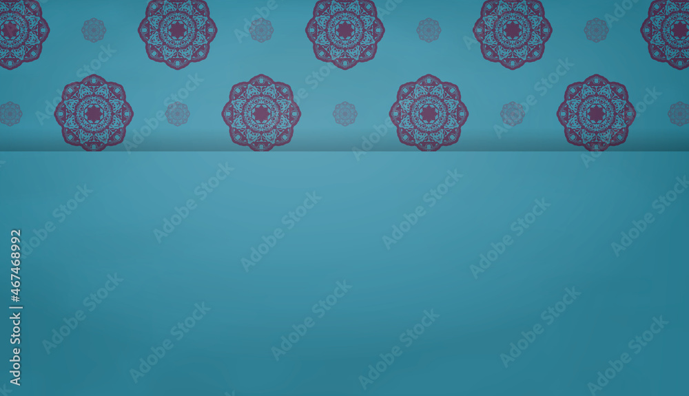 Turquoise banner with vintage purple pattern for logo or text design ...