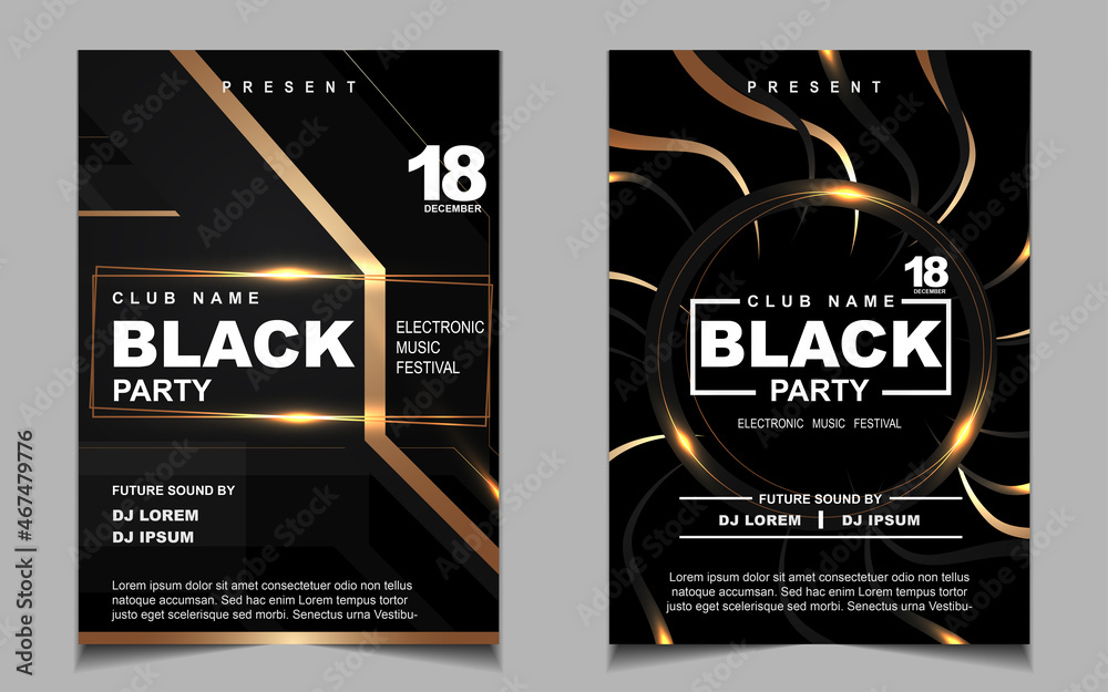 Cover music poster flyer design template background with layout gold ...