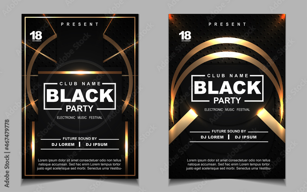 Cover music poster flyer design template background with layout gold ...