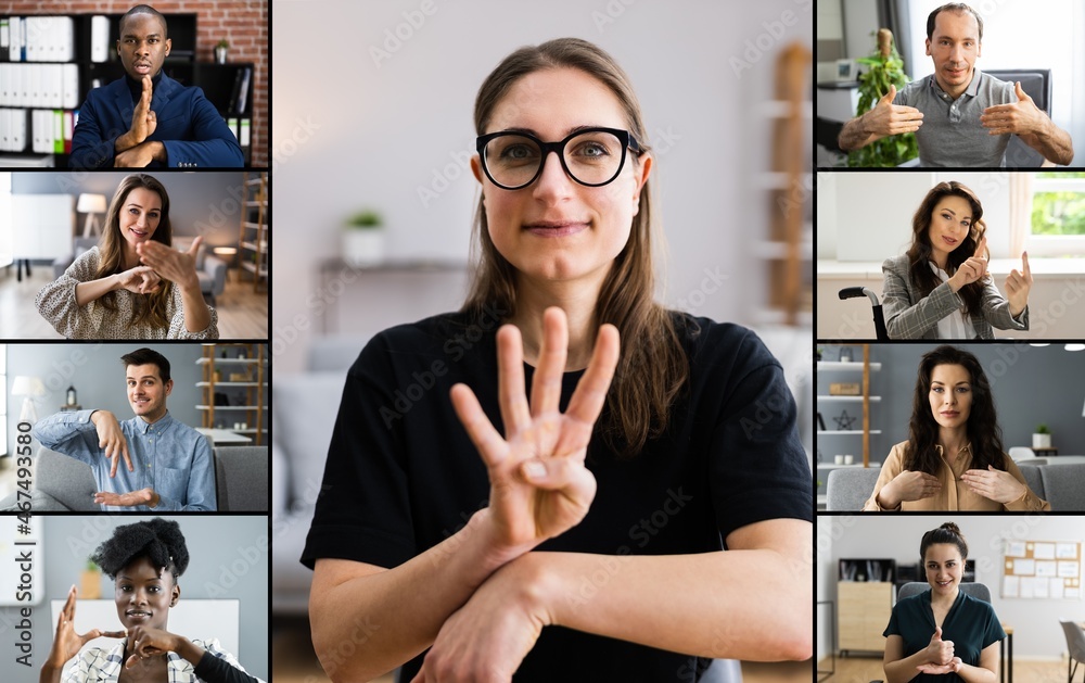 Sign Language Online Learning Collage Stock Photo | Adobe Stock