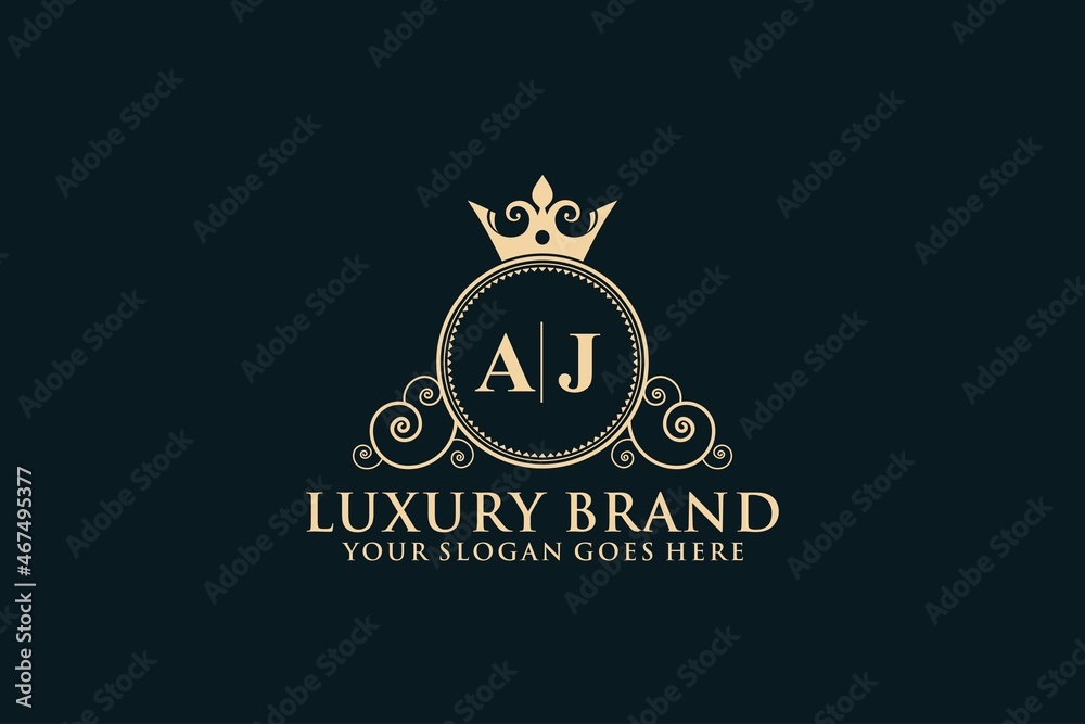 letter Initial AJ elegant luxury monogram logo or badge template with ...