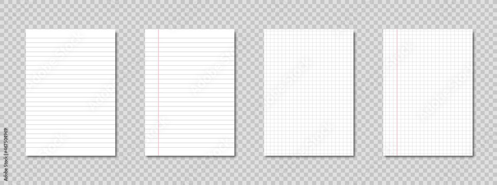 Creative vector illustration of realistic square, lined paper blank ...