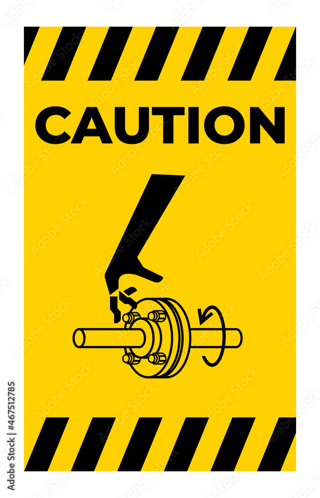 Cutting of Fingers Rotating Shaft Symbol Sign Isolate On White ...