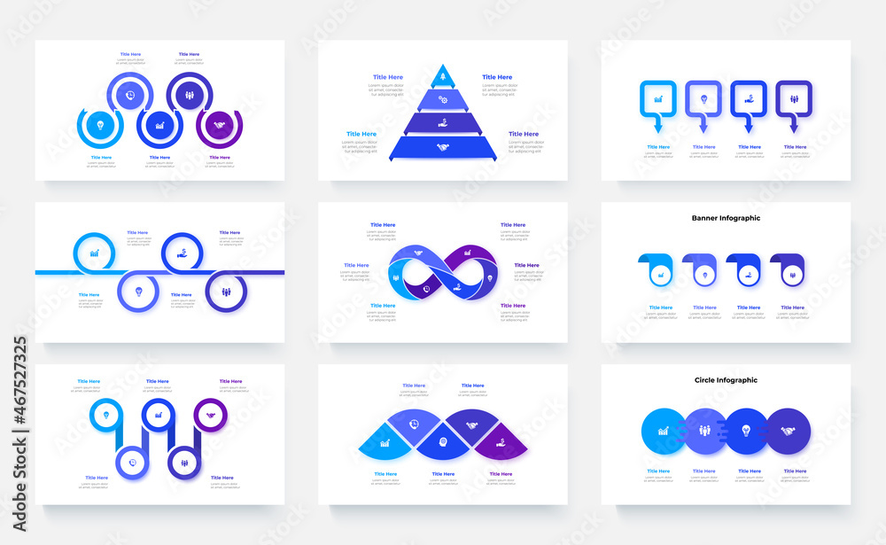 Set of the infographic elements. Pyramid, circles, abstract, infinity ...