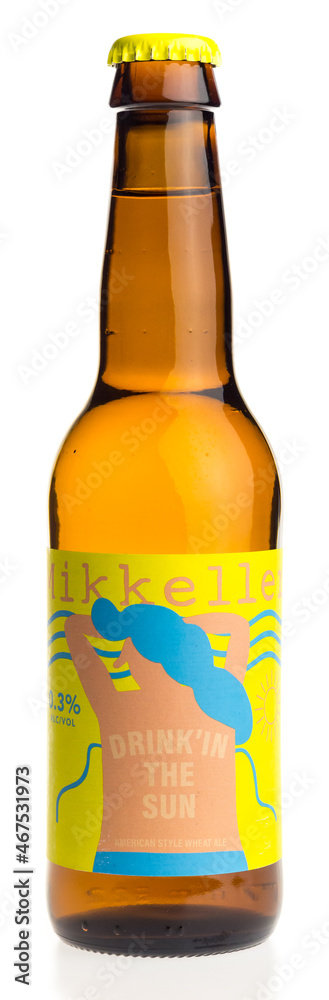 Bottle of non alcoholic Mikkeler Drinkin in the Sun beer isolated on ...
