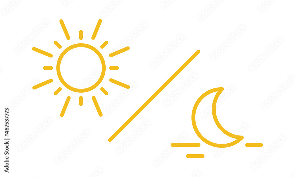 Day and night toggle line art concept. Sun and moon symbol, light and ...