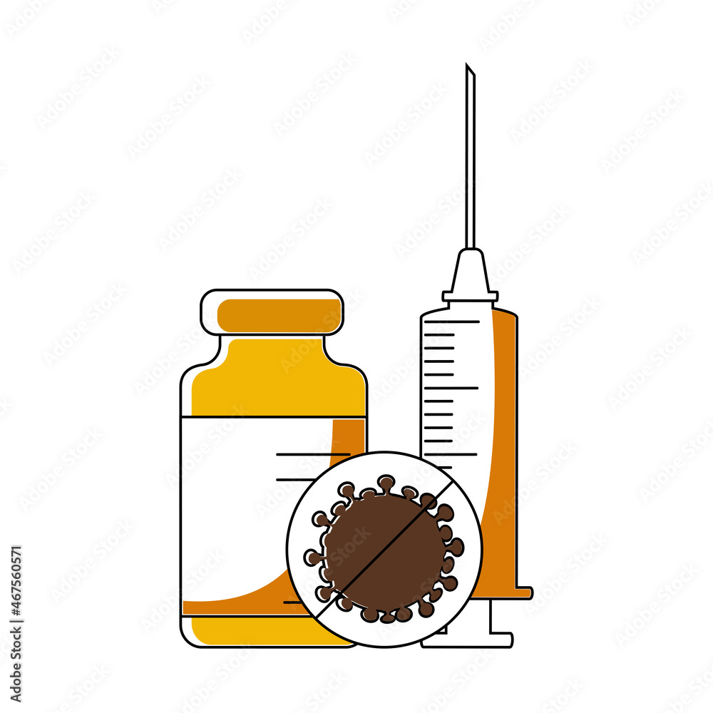 Vaccination in pharmacies. Sterile syringe with needle and dosage ...