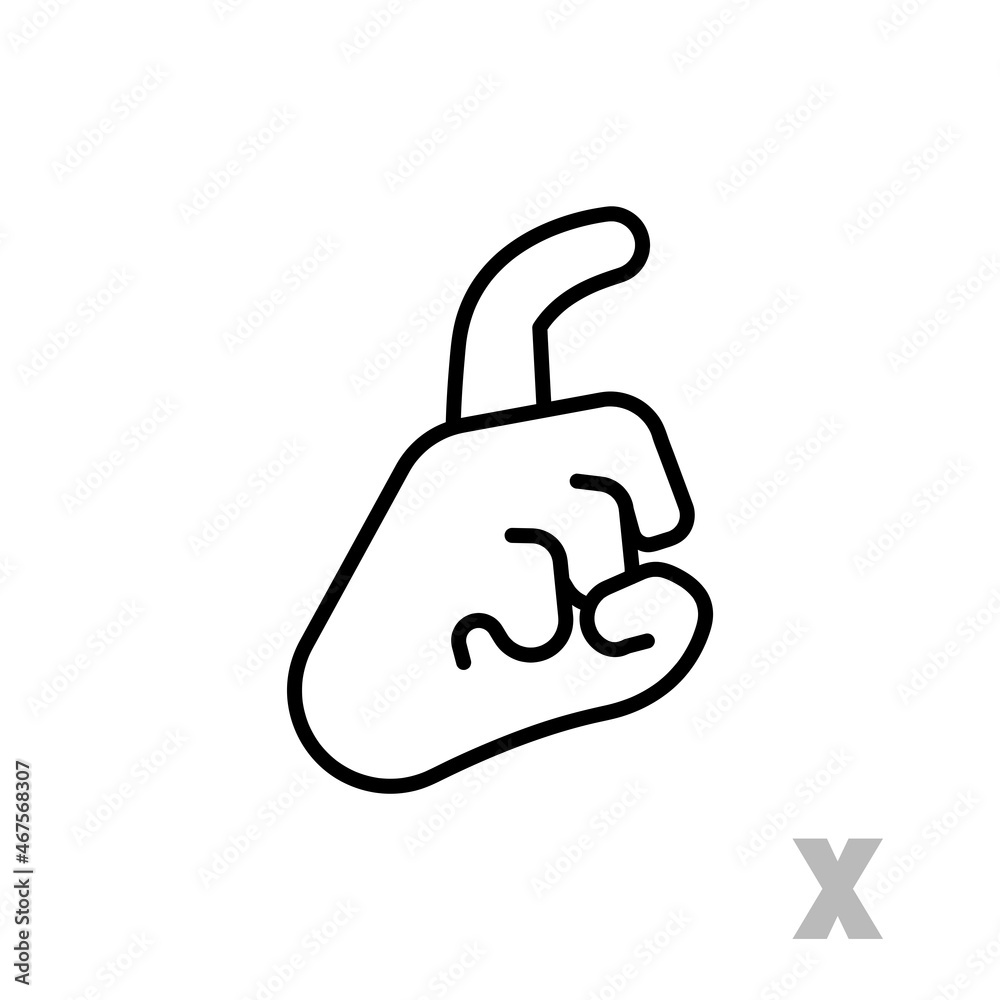 Letter X Universal and handicapped hand alphabet letter. Simple clear ...