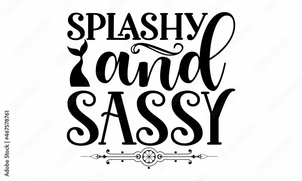 Handwritten lettering Mermaid for birthday, greeting card, party ...