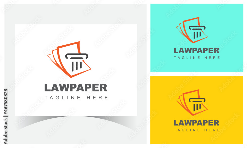Law paper Logo Design Template. Legal documents logo design. Stock ...