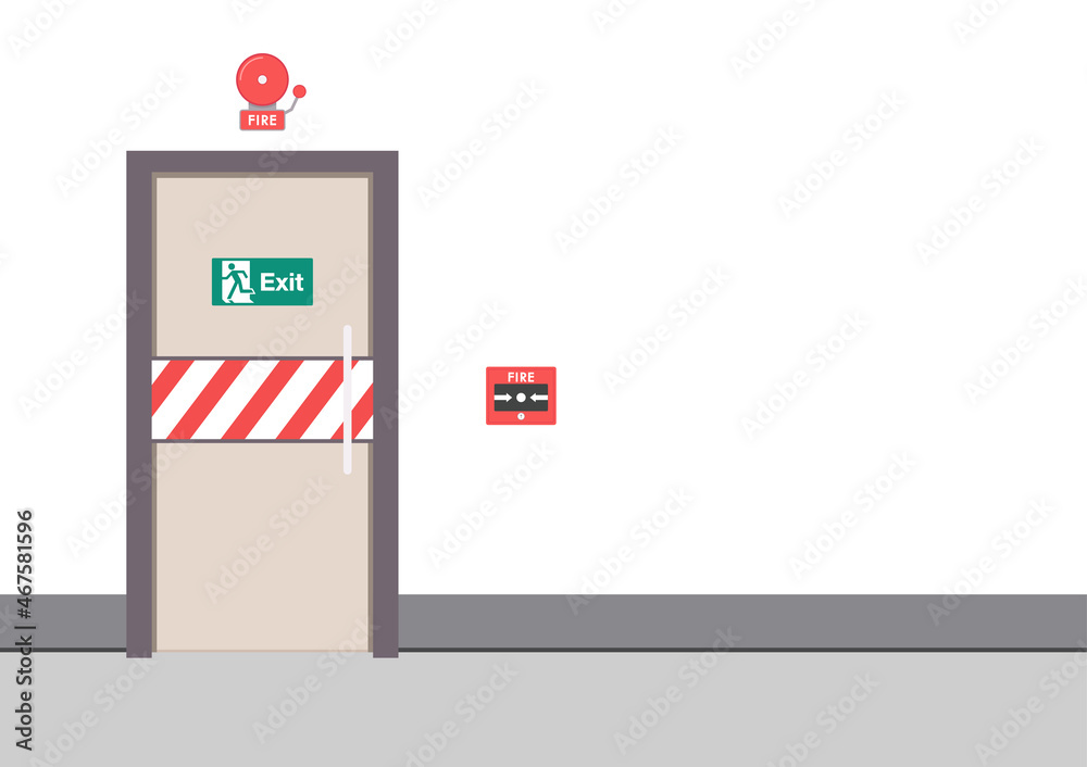 Fire door vector. Fire alarm cartoon vector. Fire alarm system. Fire ...