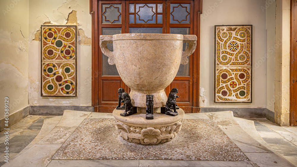 Ancient Greek Fire Bowl inside the Temple of Athena aka the Cathedral ...