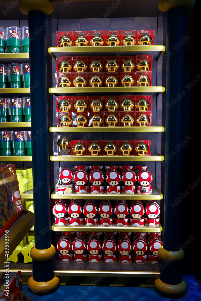 Osaka, Japan-November 5, 2021: Goods from the Super Mario Bros. Goods ...
