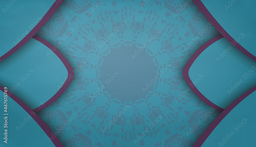 Turquoise banner with vintage purple pattern and space for logo or text ...