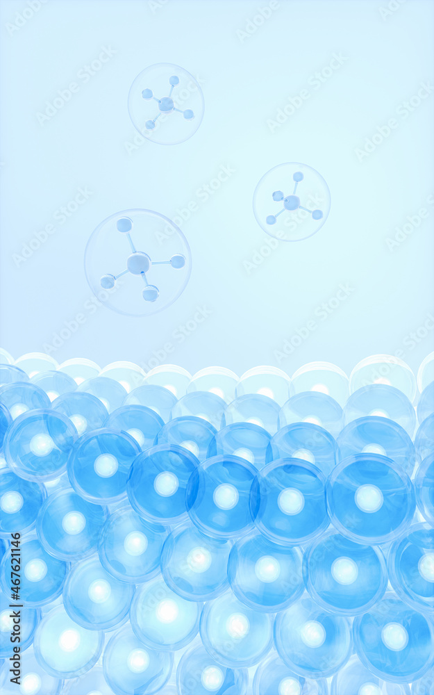 Skin cells absorb the molecule, 3d rendering. Stock Illustration ...