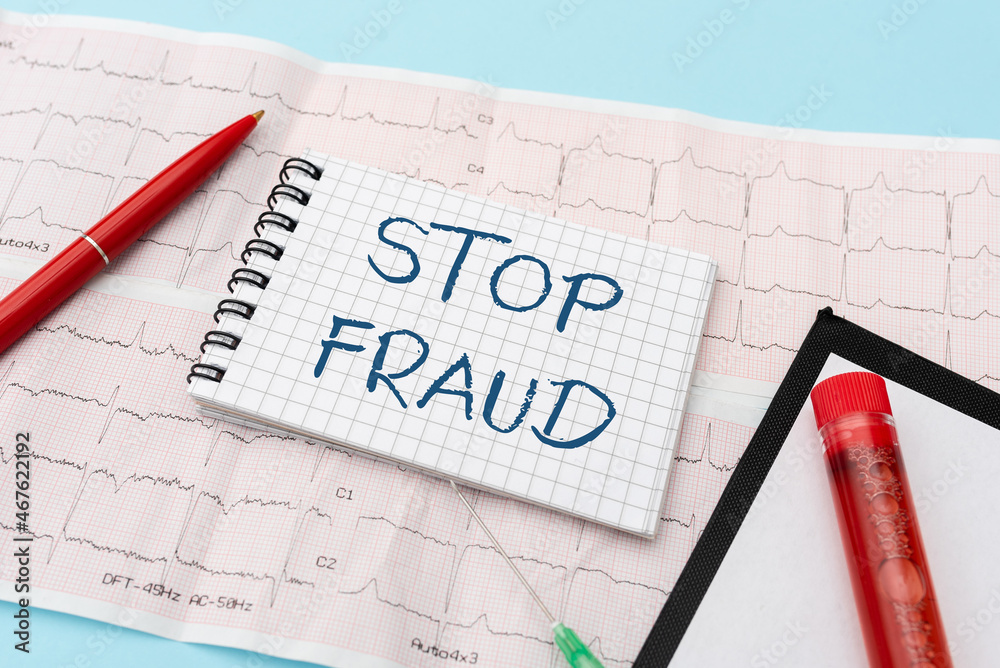 Conceptual display Stop Fraud. Business showcase campaign advices ...