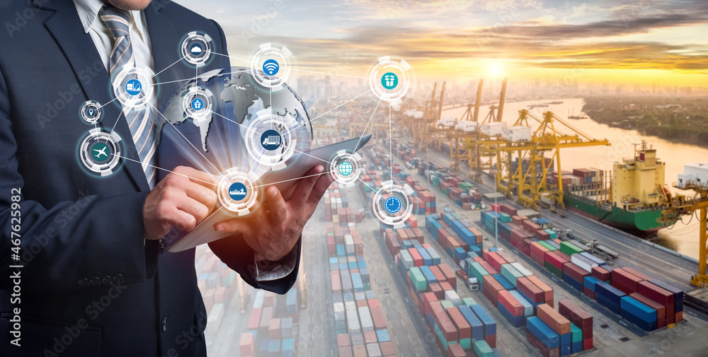 World map with logistic network distribution, Logistic and transport ...